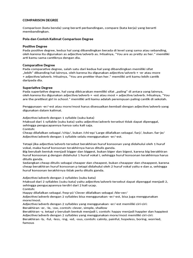 Materi Comparison Degree | PDF