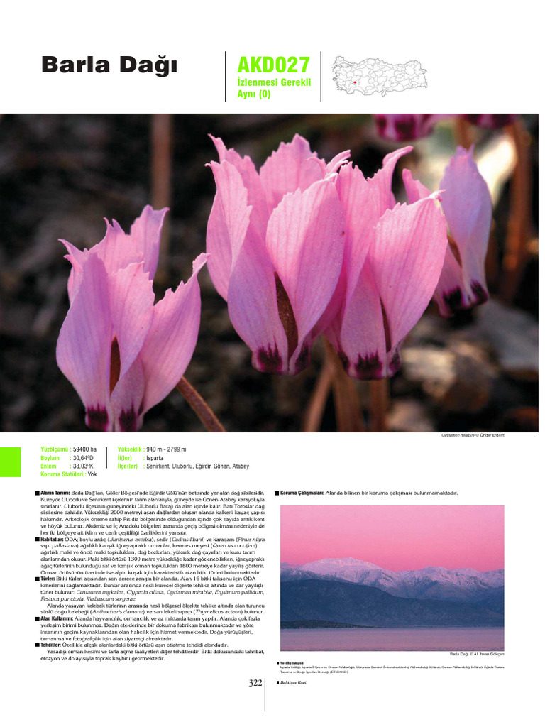 Akd027 Barla Dagi Onemli Doga Alanlari Kitabi | PDF