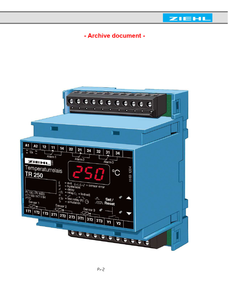 TR250 Operating Manual Until2010 Archive ZIEHL e | PDF | Relay | Power ...