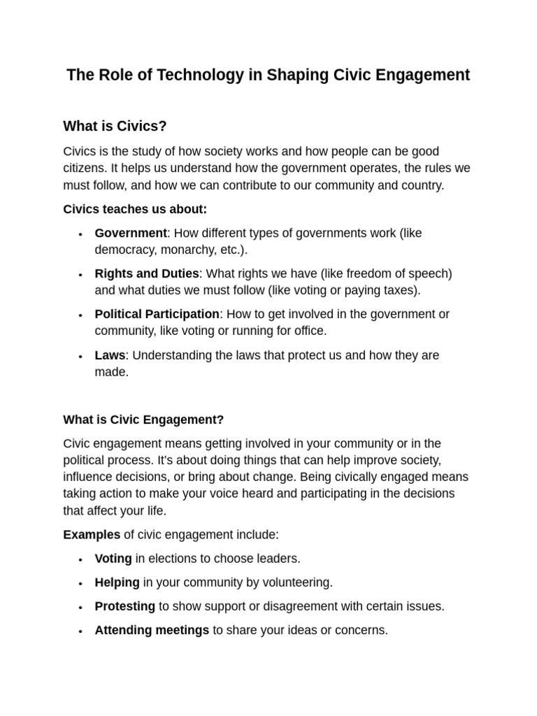 The Role of Technology in Shaping Civic Engagement | PDF | Civic ...