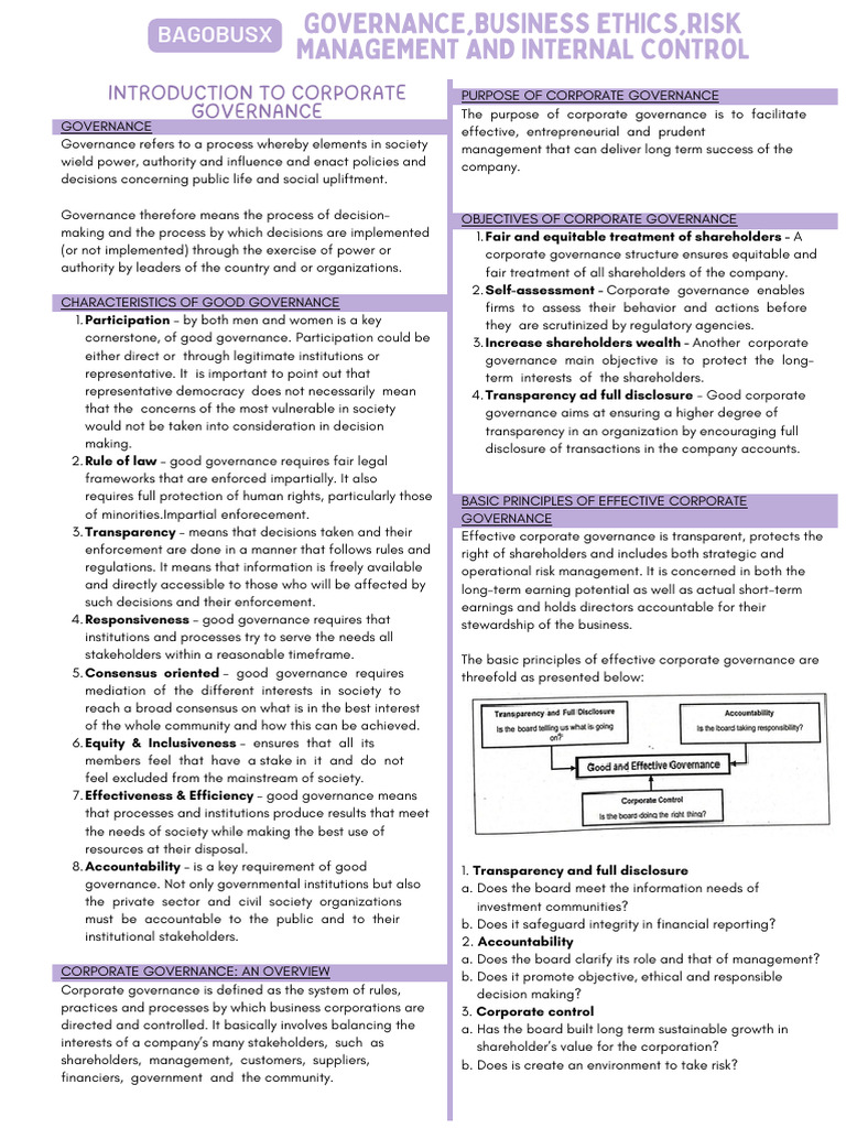 Corporate Governance Principles Explained | PDF | Governance ...