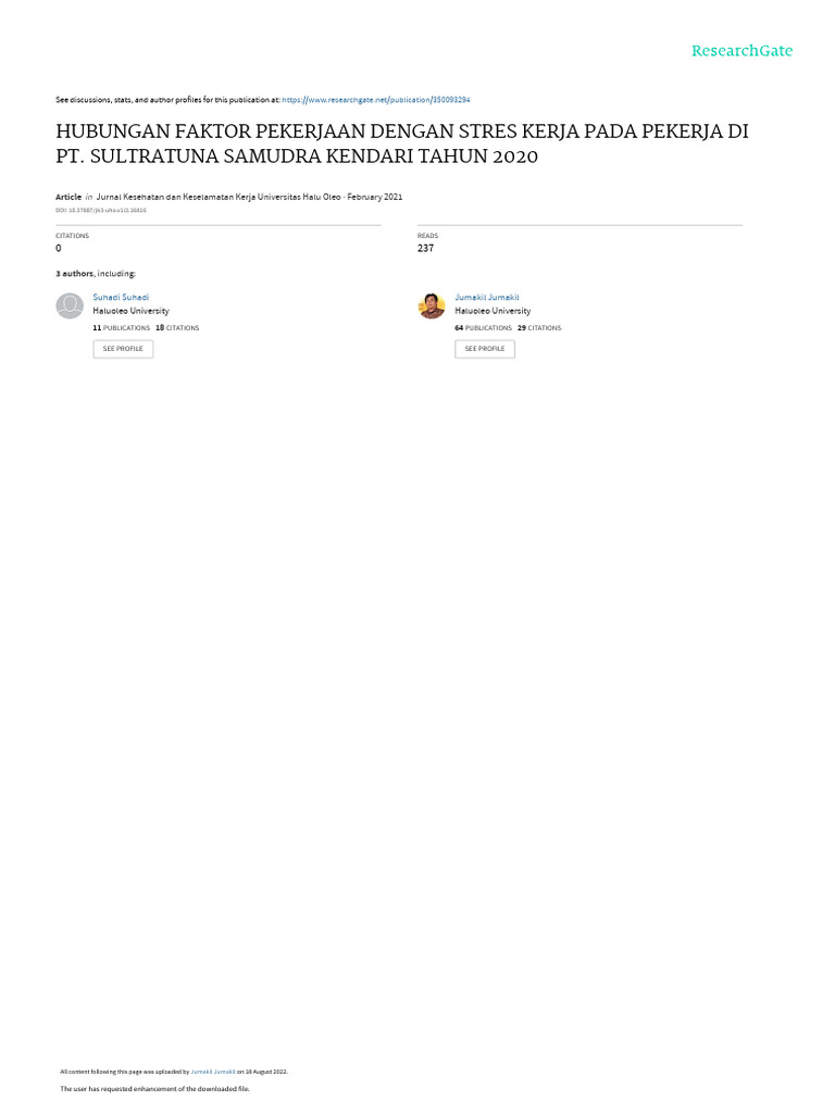 Hubungan Faktor Pekerjaan Dengan Stres Kerja Pada | PDF