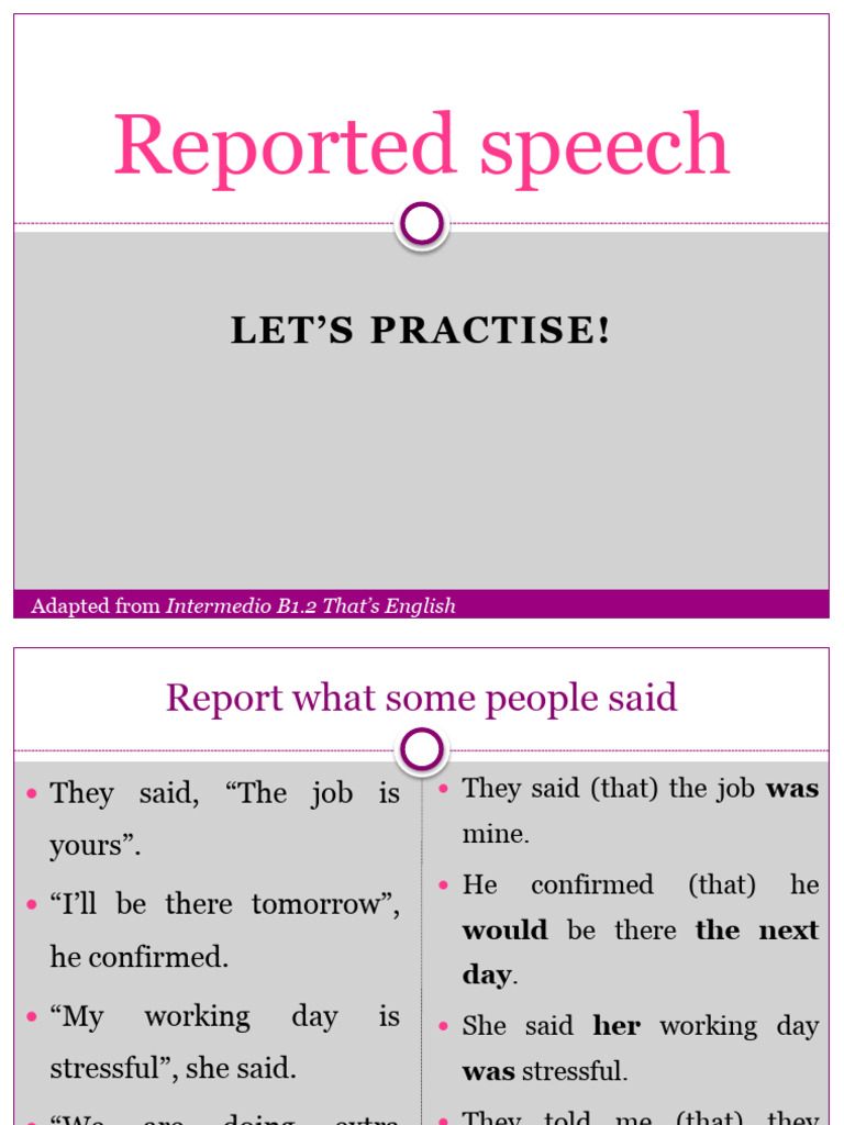 Reported Speech Practice Exercises | PDF