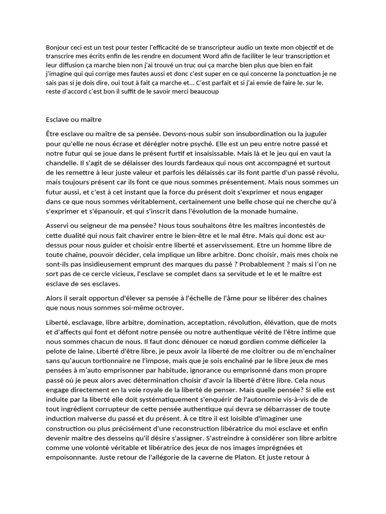 Esclave ou maître de sa pensée ? | PDF | Liberté | Moralité