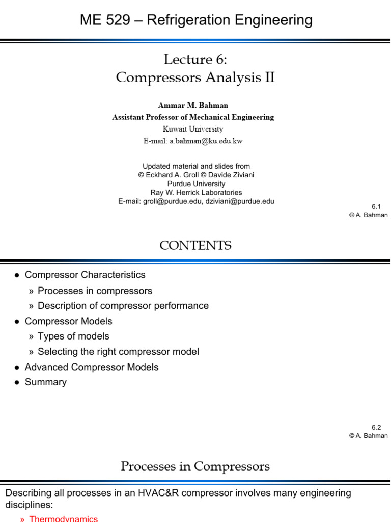 ME 529 Lecture 06 Compressor Analysis II - With Video | PDF | Mechanical Engineering | Continuum ...