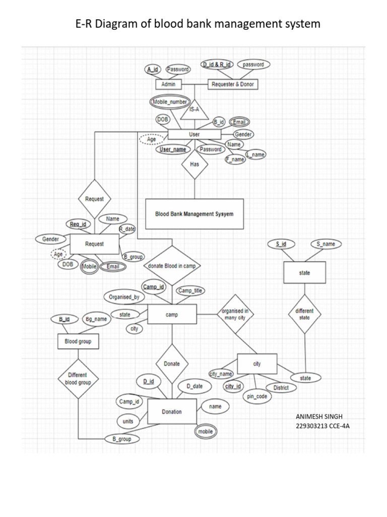 Er Diagram Blood Bank Management System | PDF