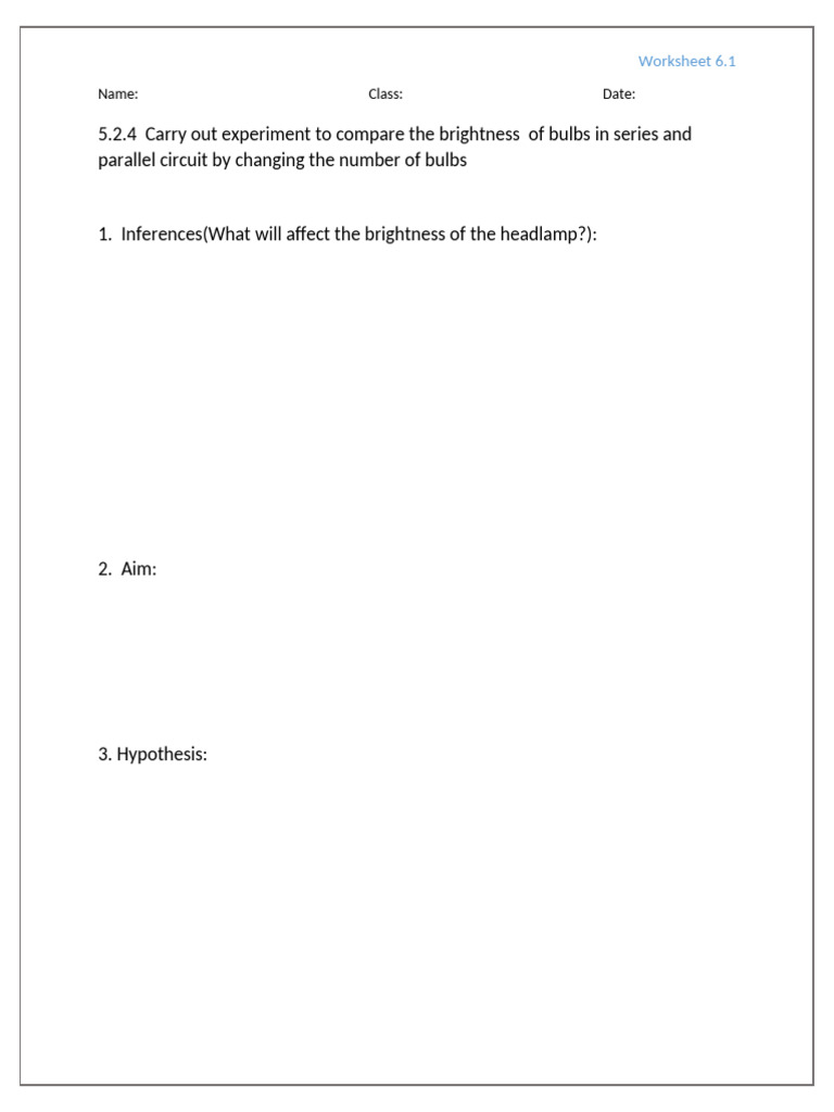 Worksheet 2.1 - Experiment Design and Report) | PDF