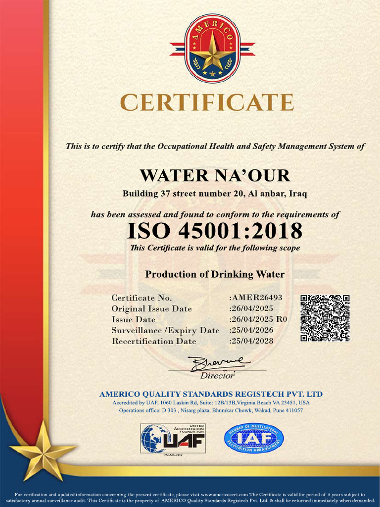 Uaf Americo-Iso 45001-Water Na'Our | PDF