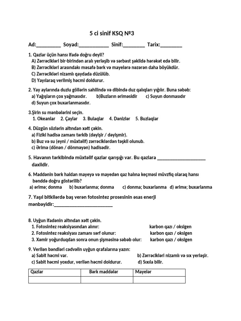 5 Ci Sinif KSQ 3 | PDF
