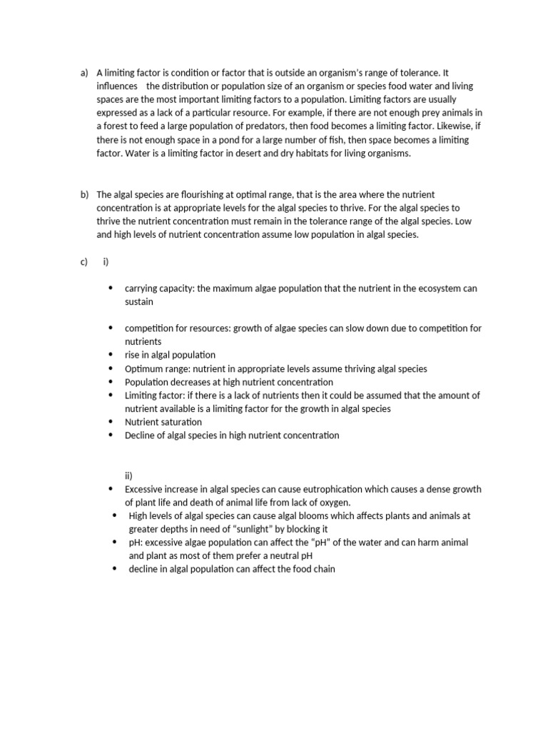 Limiting Factors Assignment | PDF