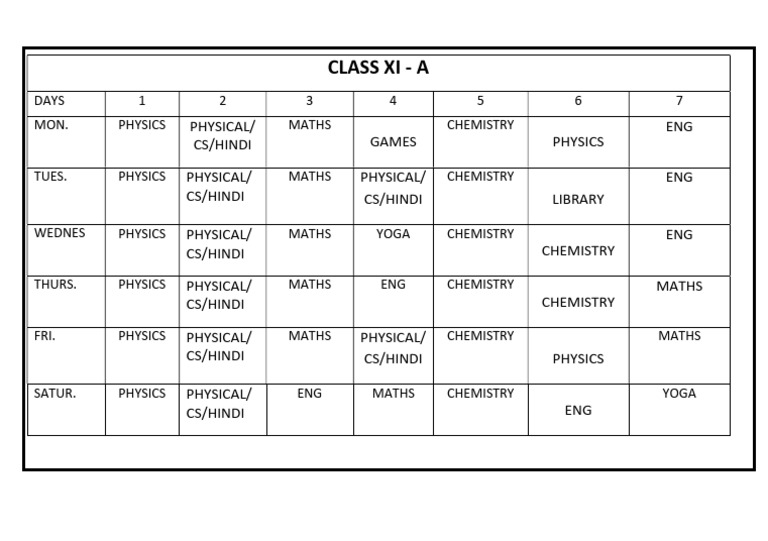 Class Xi - A: Physical/ Cs/Hindi Games Physics ENG Physical/ Cs/Hindi Physical/ Cs/Hindi Library ...