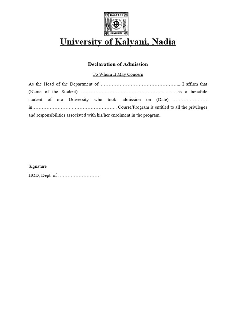 Old - Declaration As A Student | PDF