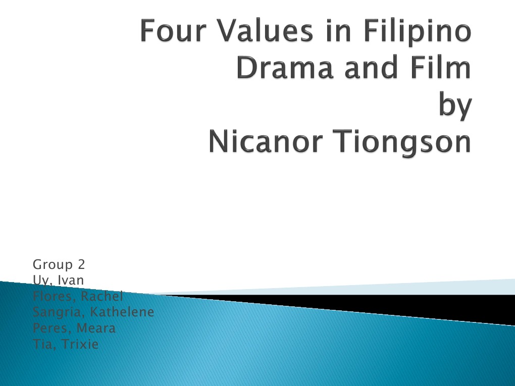 Four Values in Filipino Drama and Film | PDF | Theatre | Entertainment ...