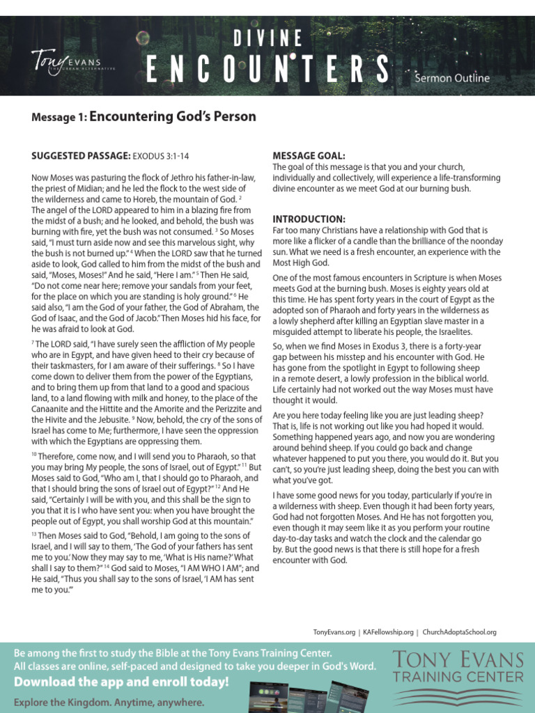 Divine Encounters Sermon Outlines | PDF | Book Of Exodus | Moses