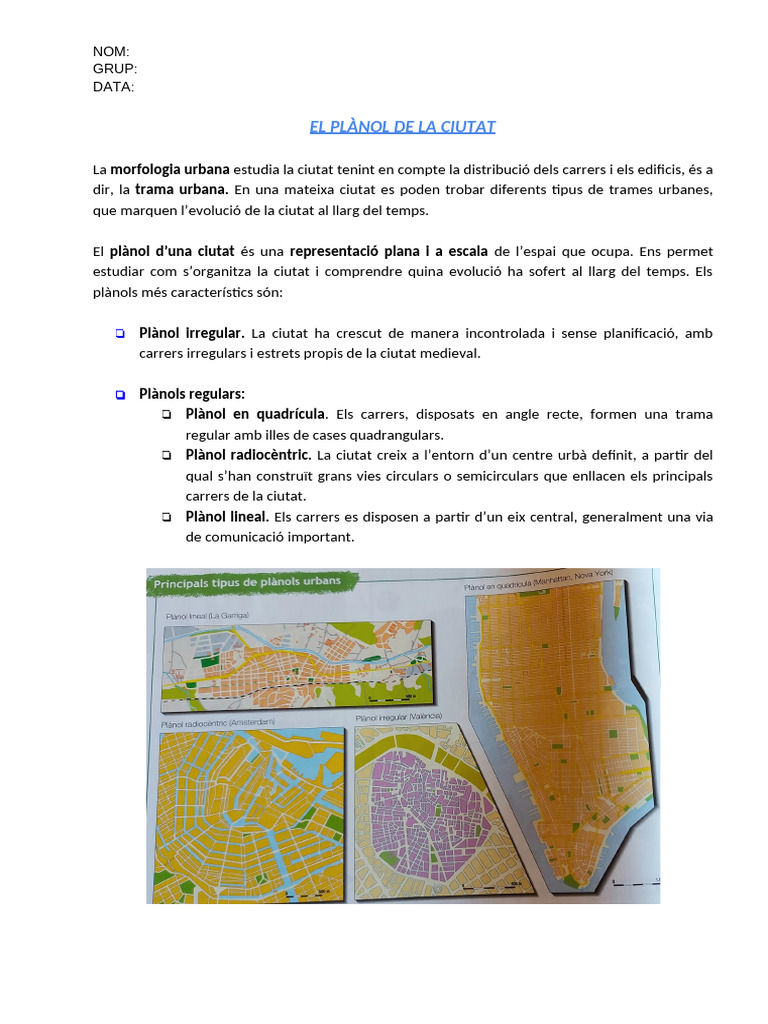 El Plànol de La Ciutat Nom Cognoms | PDF