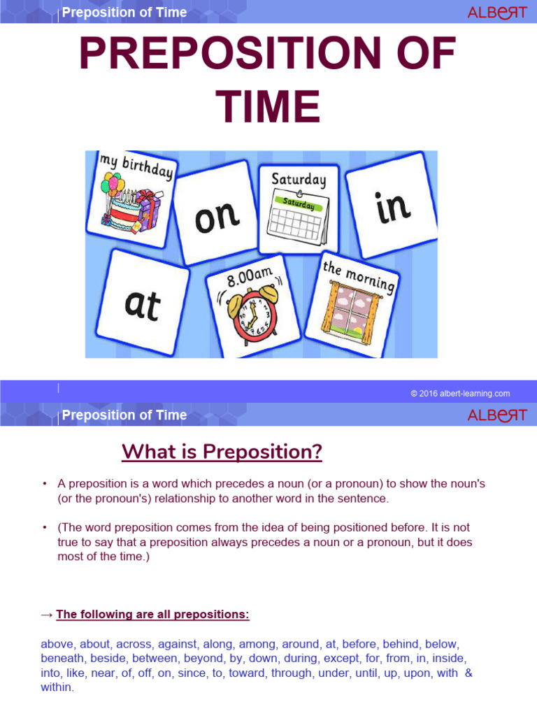 Preposition of Time With Exercises | PDF