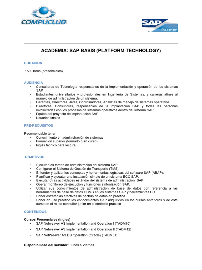 Academia Basis | PDF | Sap Se | Sistema operativo