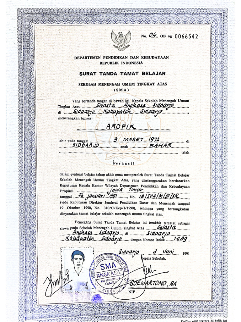 Ijazah Sma Pak Rofik | PDF
