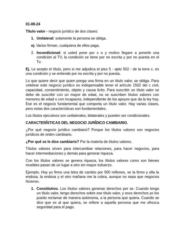 Apuntes de Títulos 2024 - 2 | PDF | Cheque | Pagaré