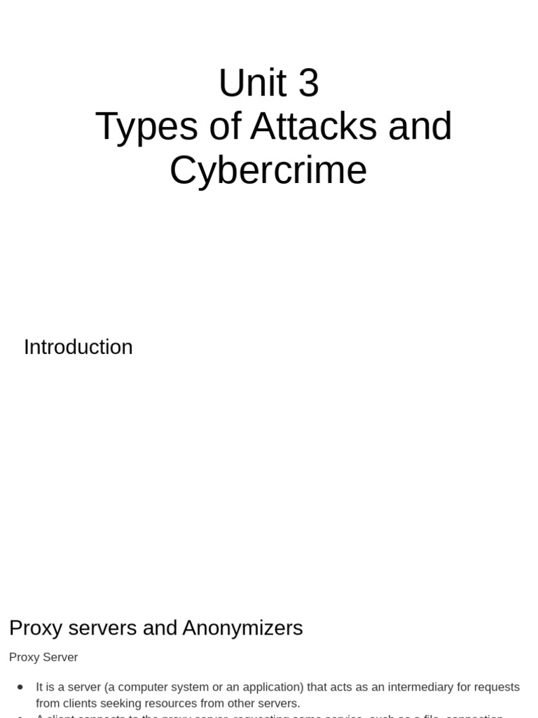 Types of Cyber Attacks and Proxies | PDF | Proxy Server | Malware