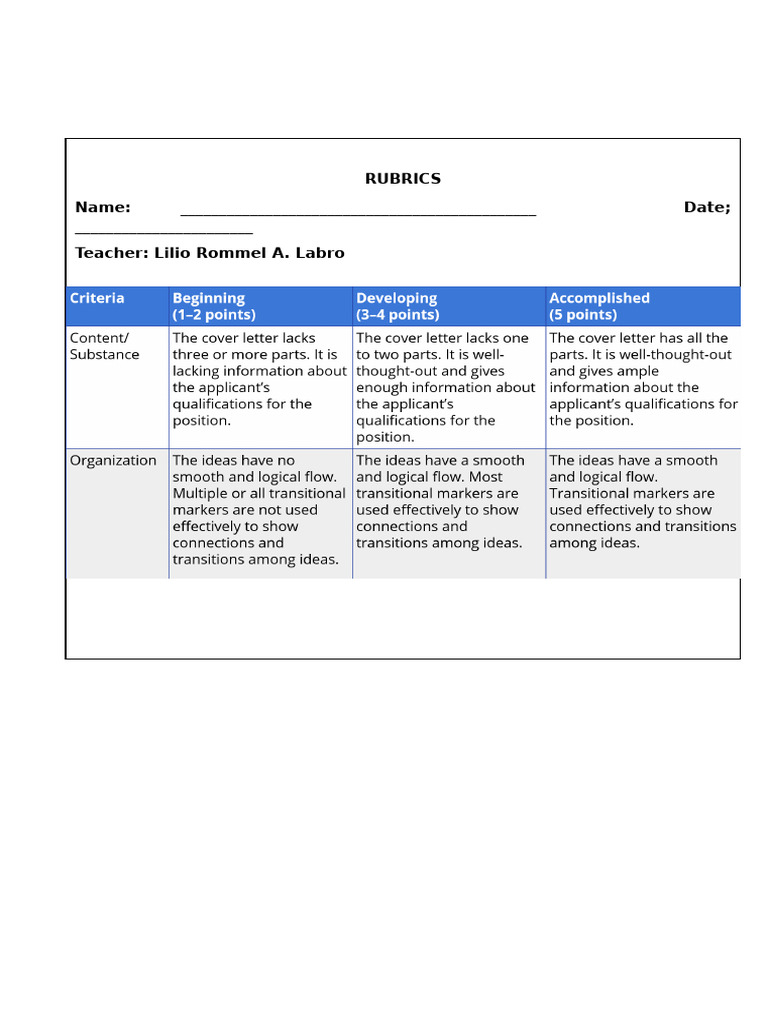 RUBRICS | PDF