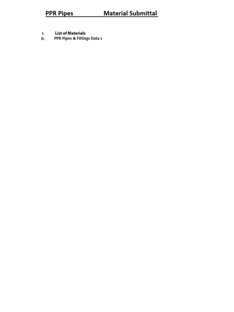 Material Submittal For PPR Pipes & Fittings | PDF | Pipe (Fluid ...