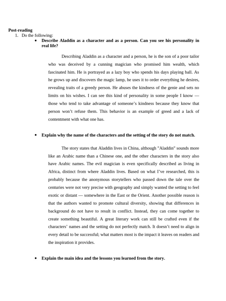 Aladdin Questions and Answer | PDF | Love