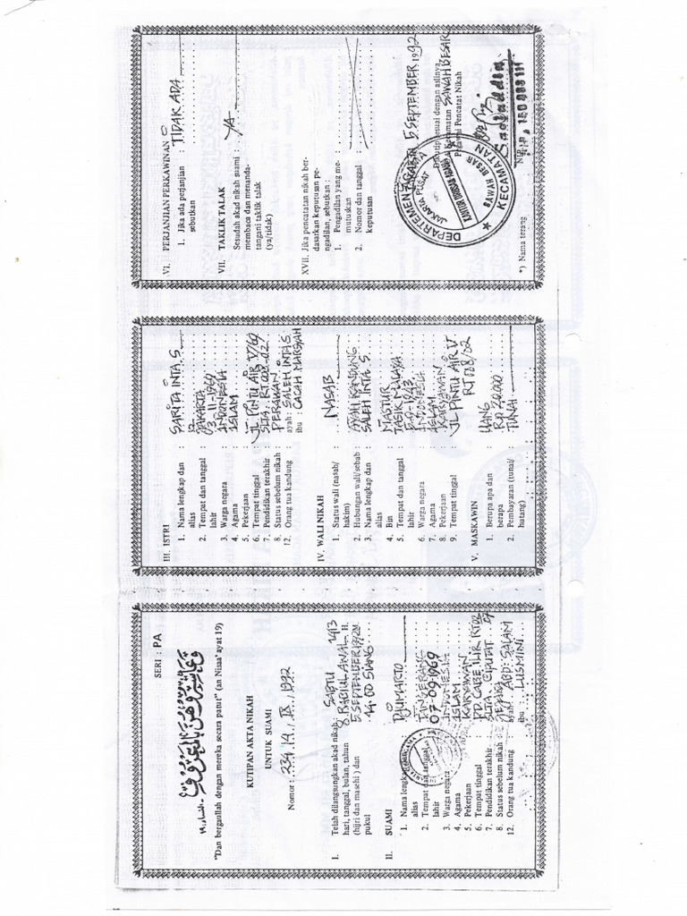 SURAT NIKAH JMR | PDF