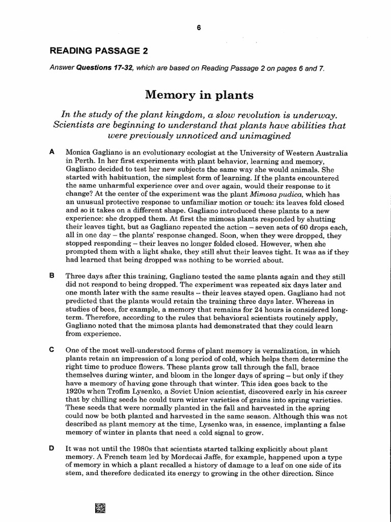 Memory in Plant | PDF