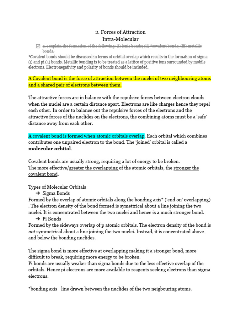 CAPE Unit 1 Forces of Attraction | PDF | Chemical Bond | Ion