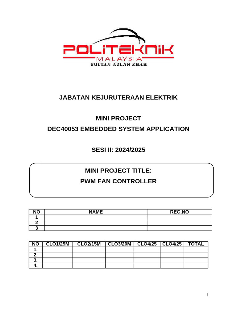 Template Laporan Mini Projek | PDF | Microcontroller | Manufactured Goods