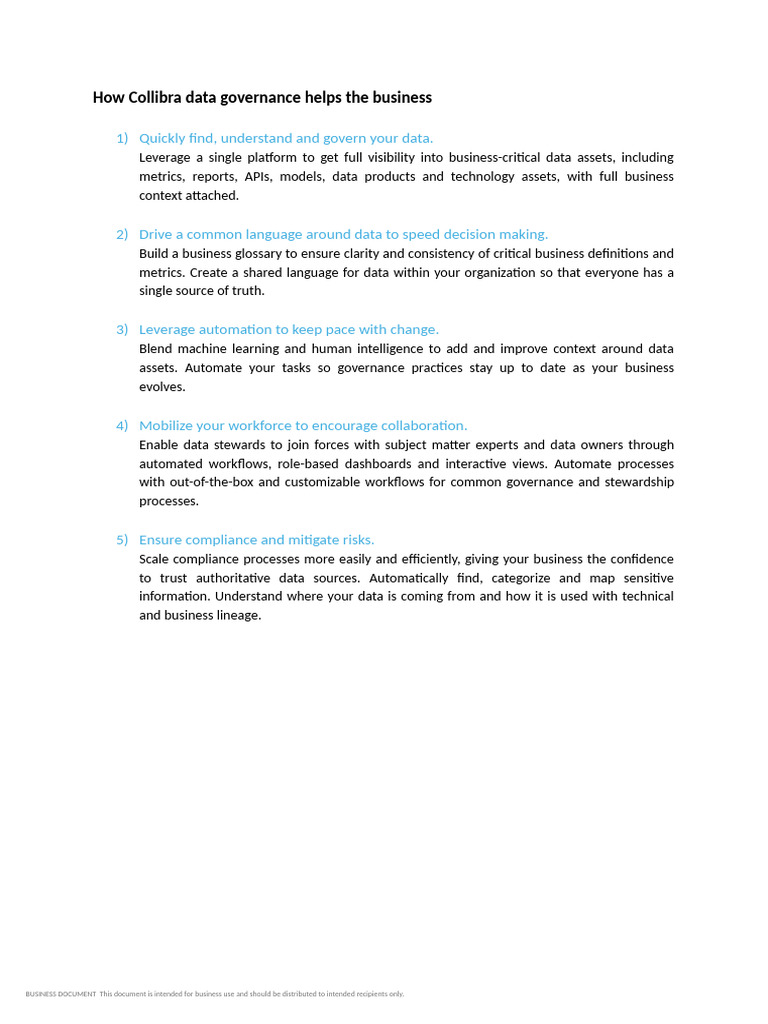 How Collibra Data Governance Helps The Business | PDF