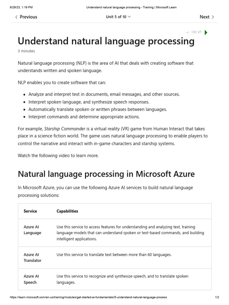 05 Understand Natural Language Processing - Training - Microsoft Learn | PDF | Artificial ...