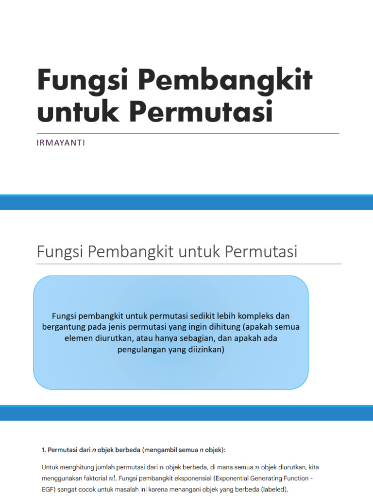 Fungsi Pembangkit Untuk Permutasi | PDF