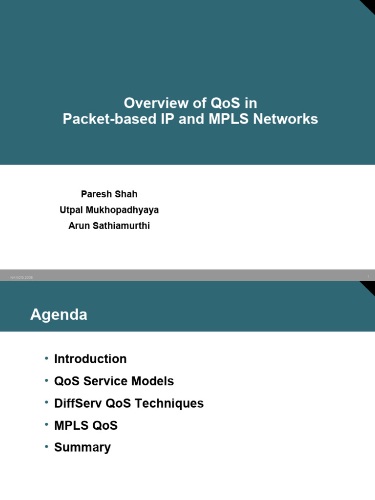 Overview Of Qos In Packet Based Ip And Mpls Networks Intro Sathiamur Pdf Network