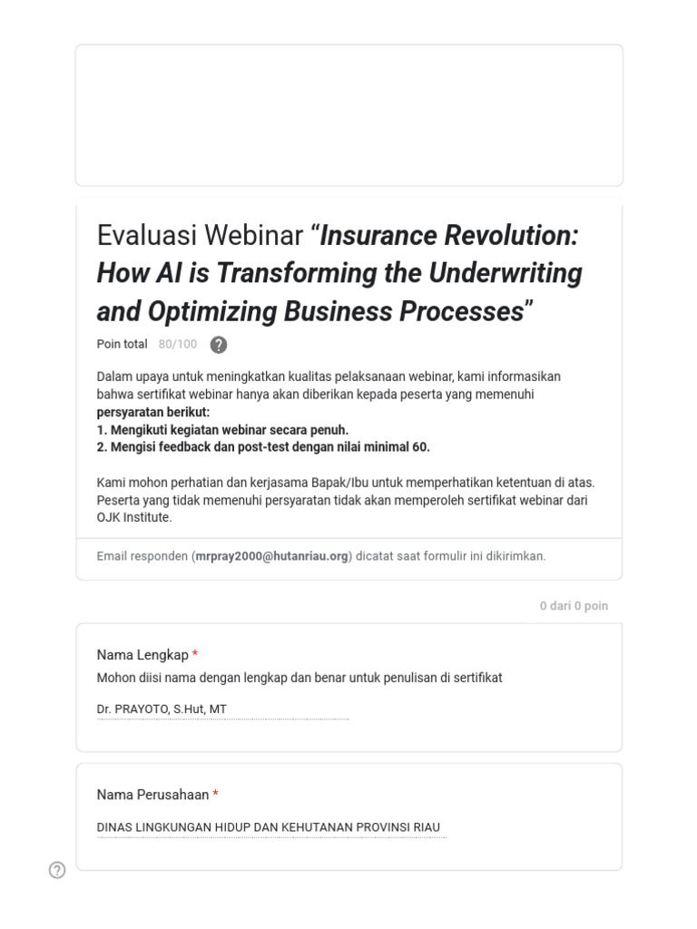 Evaluasi Webinar "Insurance Revolution - How AI Is Transforming The ...