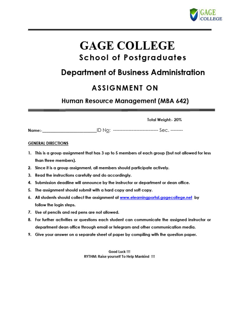 Human Resource Management Assignment I | PDF | Human Resource ...