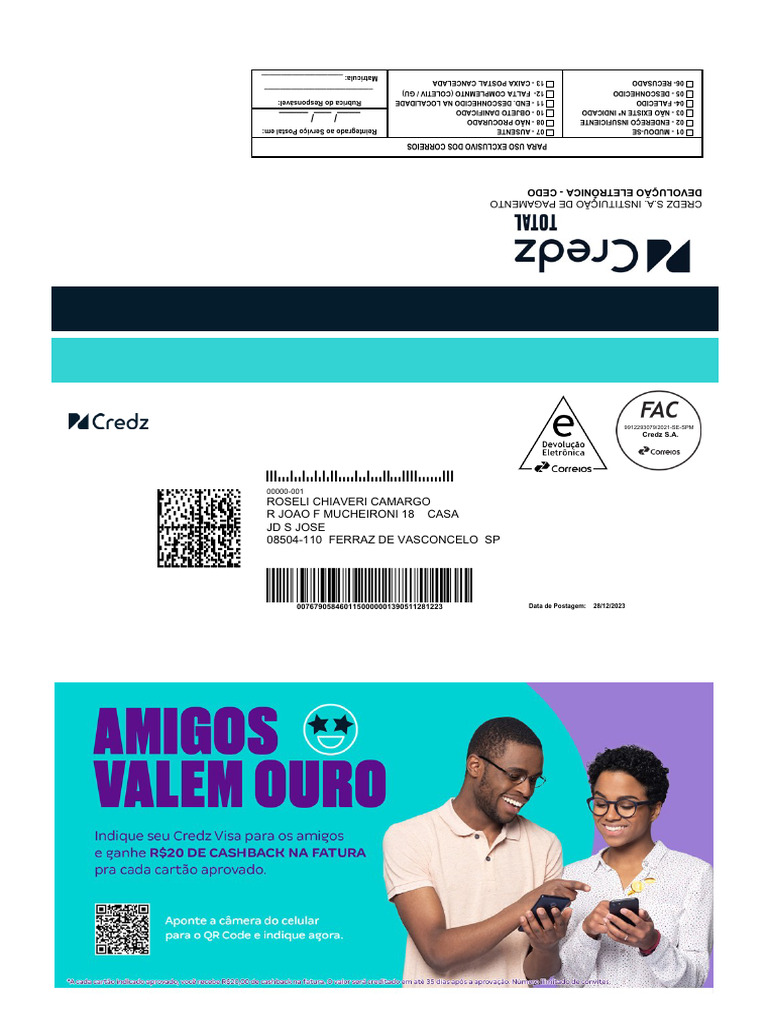 Fatura Credz S.A. - Janeiro 2024 | PDF