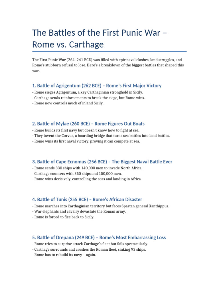 First Punic War Battles | PDF