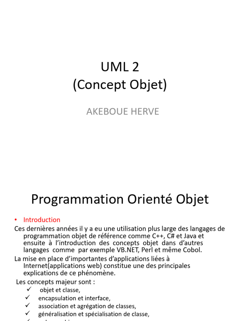 Concepts clés de la programmation objet UML | PDF | Classe ...