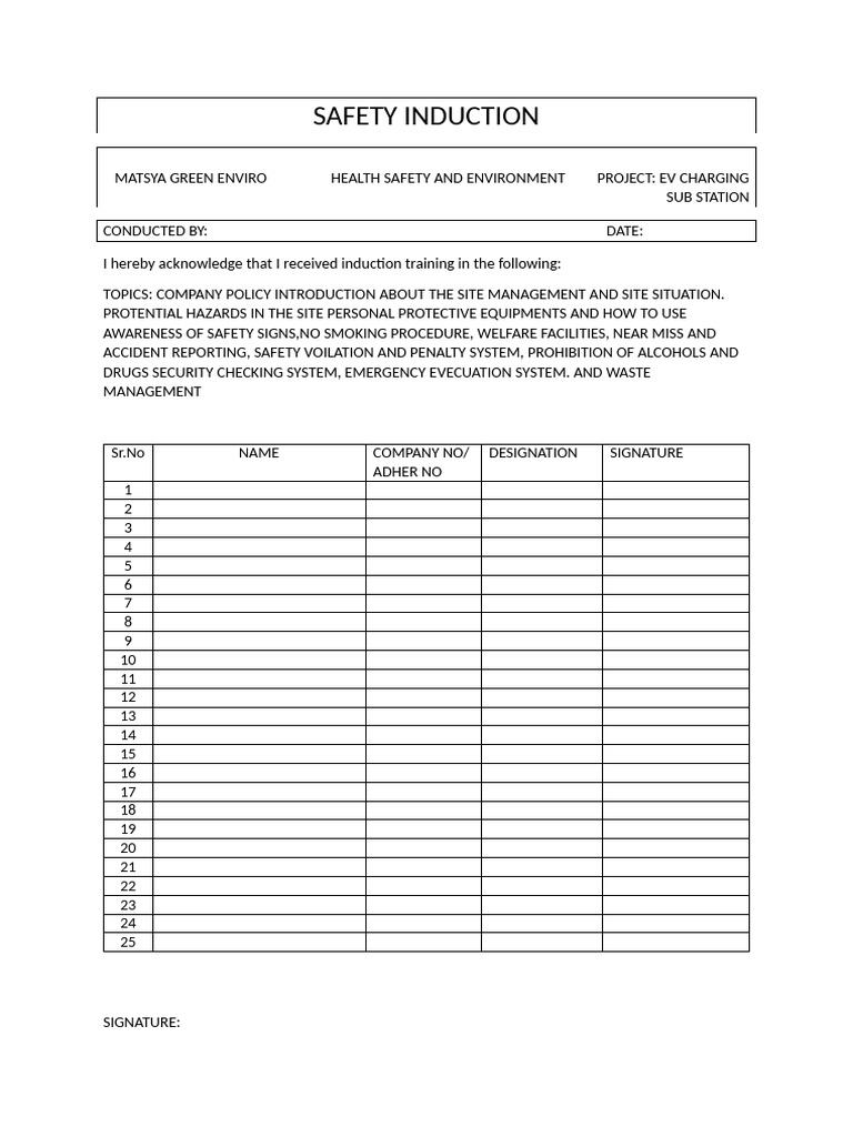 Safety Induction | PDF