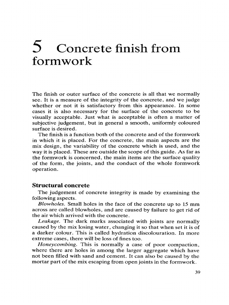Concrete Finish From Formwork | PDF | Concrete | Wood