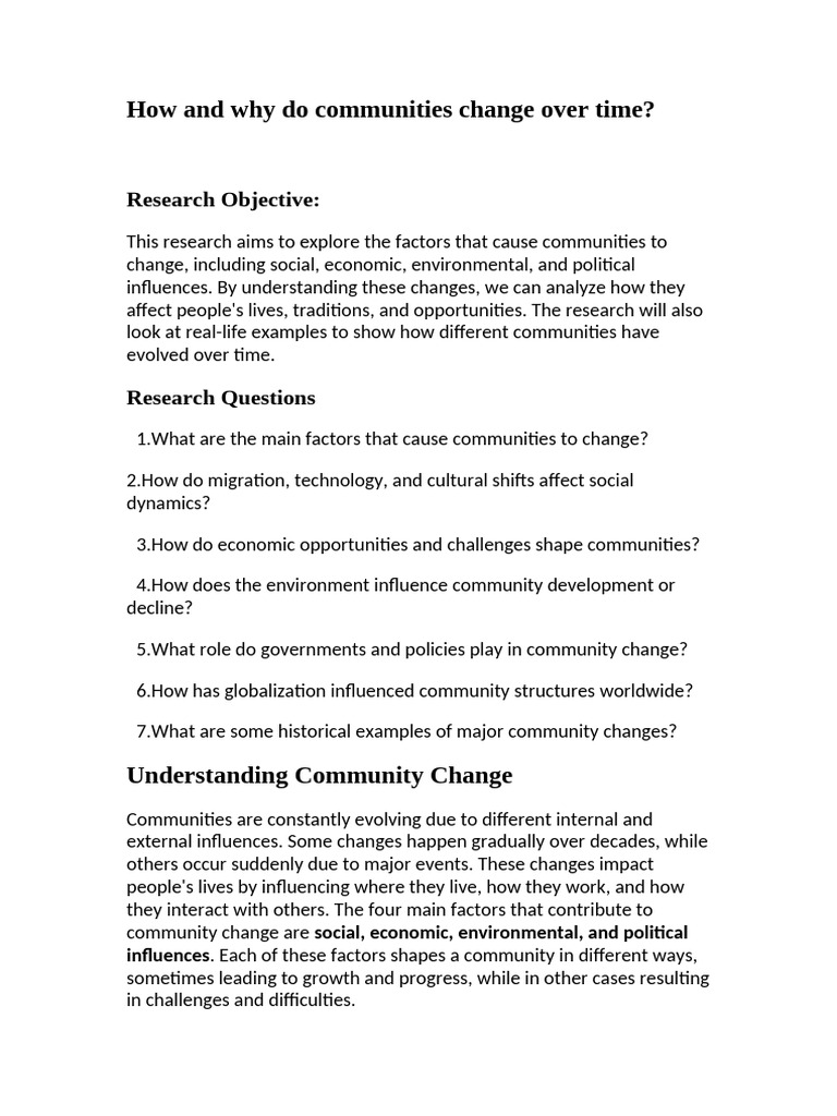 Understanding Community Change Factors | PDF | Human Migration ...