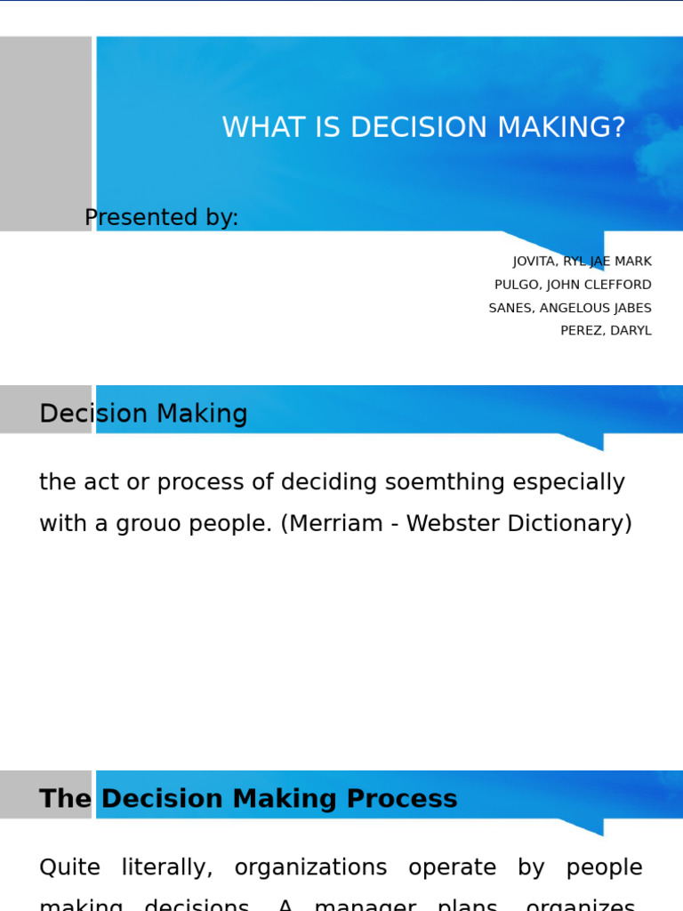 What Is Decision Making | PDF | Decision Making | Communication