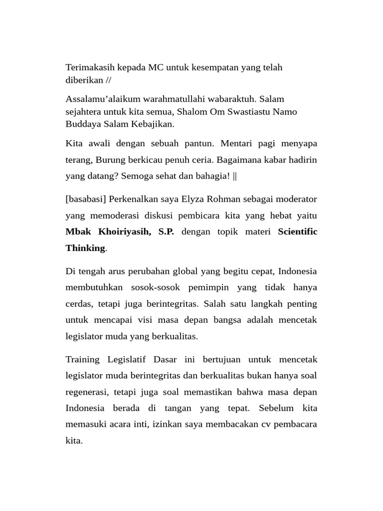 Peran Moderator dalam Diskusi Legislasi | PDF