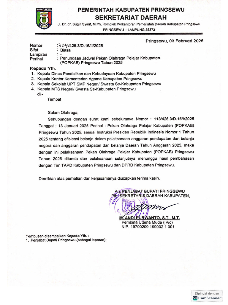 s.324 Penundaan Popkab Psw 2025 | PDF