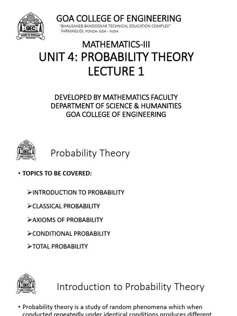 Probability theory | PDF | Probability Distribution | Variance