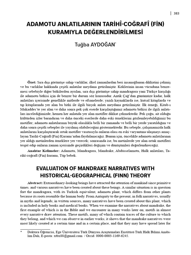 Adamotu Anlatilarinin Tarihi Cografi Fin | PDF