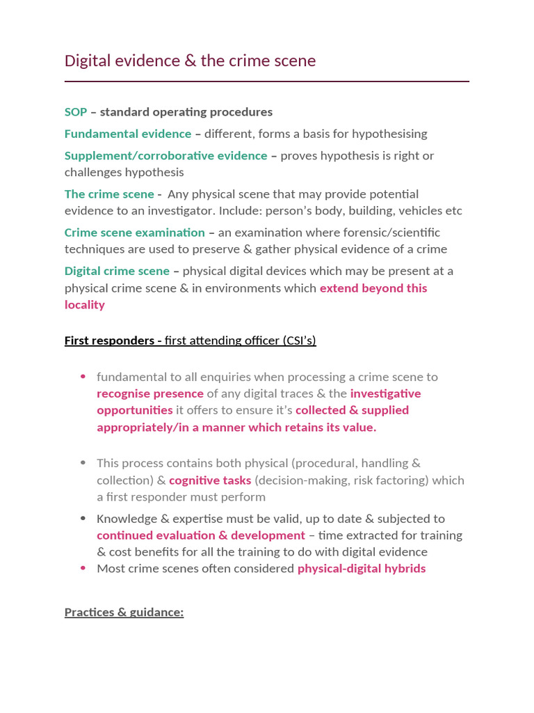 digital evidence & the crime scene | PDF | Crime Scene | Forensic Science