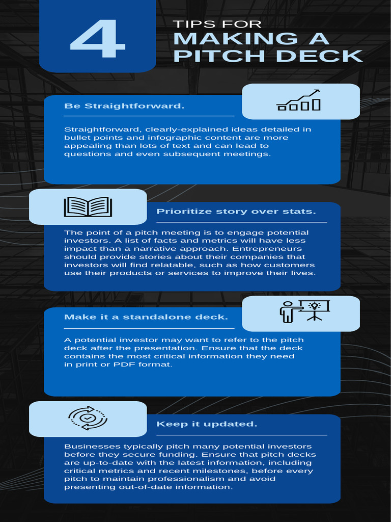 Black and Blue Modern Tips For Making A Pitch Deck Infographic PDF | PDF